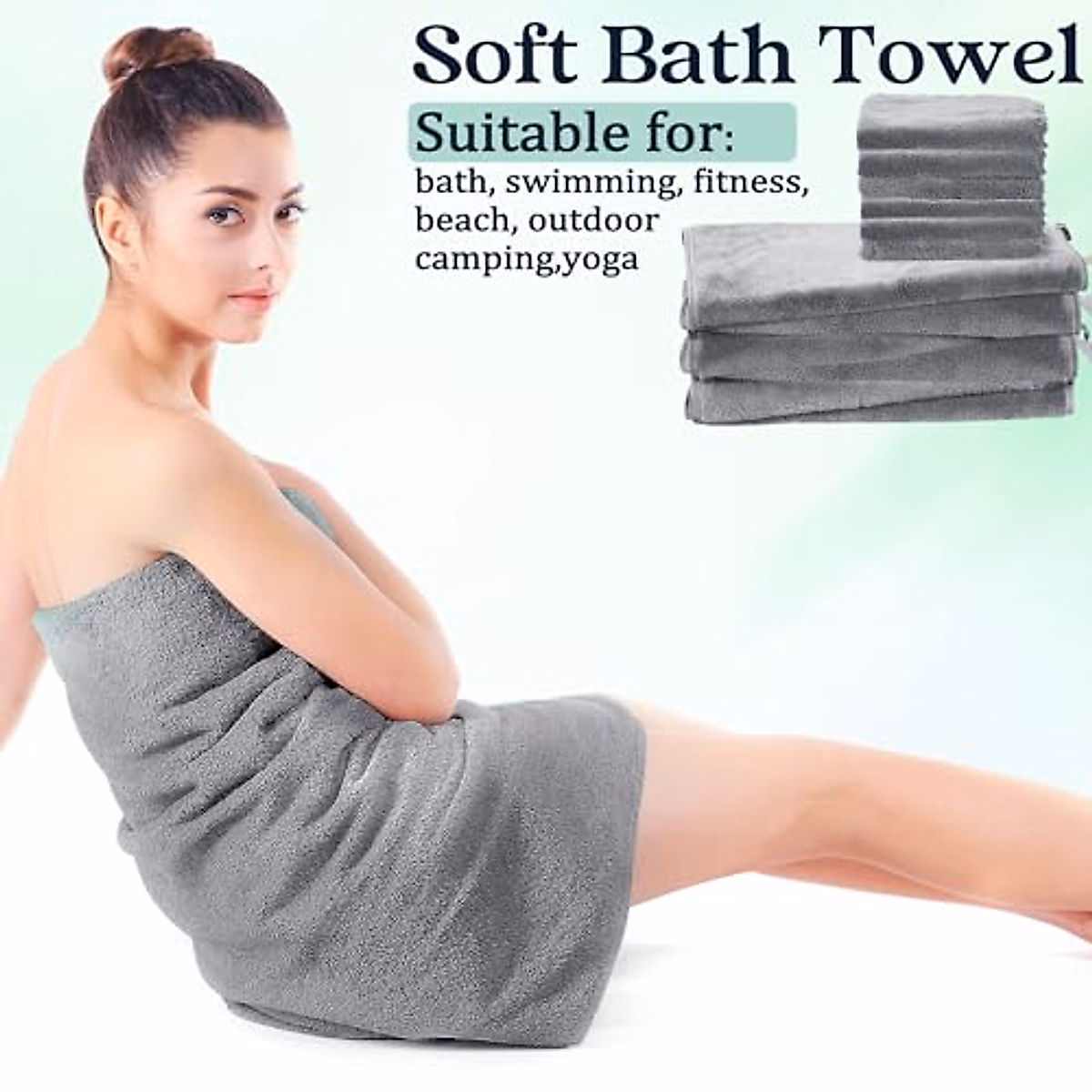 Newwiee 30 Pack Towels and Washcloths Sets Bath Hand Towels Washcloths Set for Bathroom Shower Yoga Travel, Coral Velvet Highly Absorbent Large(Gray)