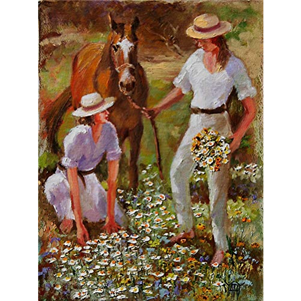 (SOLD) Sisters - female figures by internationally renown painter Yary Dluhos