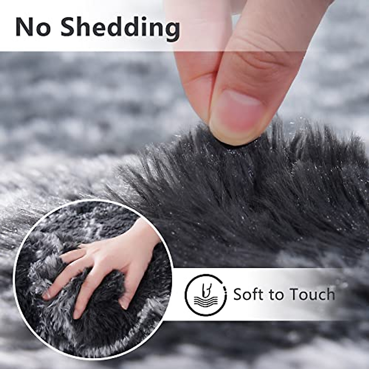 Unirea Shag Area Rug Modern Indoor Plush Fluffy Rugs, Super Soft and Fuzzy Carpet, Geometric Moroccan Rugs for Bedroom Living Room Girls Kids Nursery, 4x6 Feet Dark Grey/White