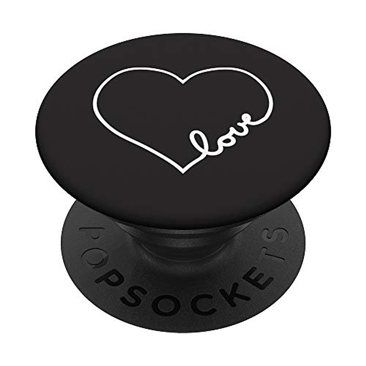White Heart Love Black PopSockets Swappable PopGrip