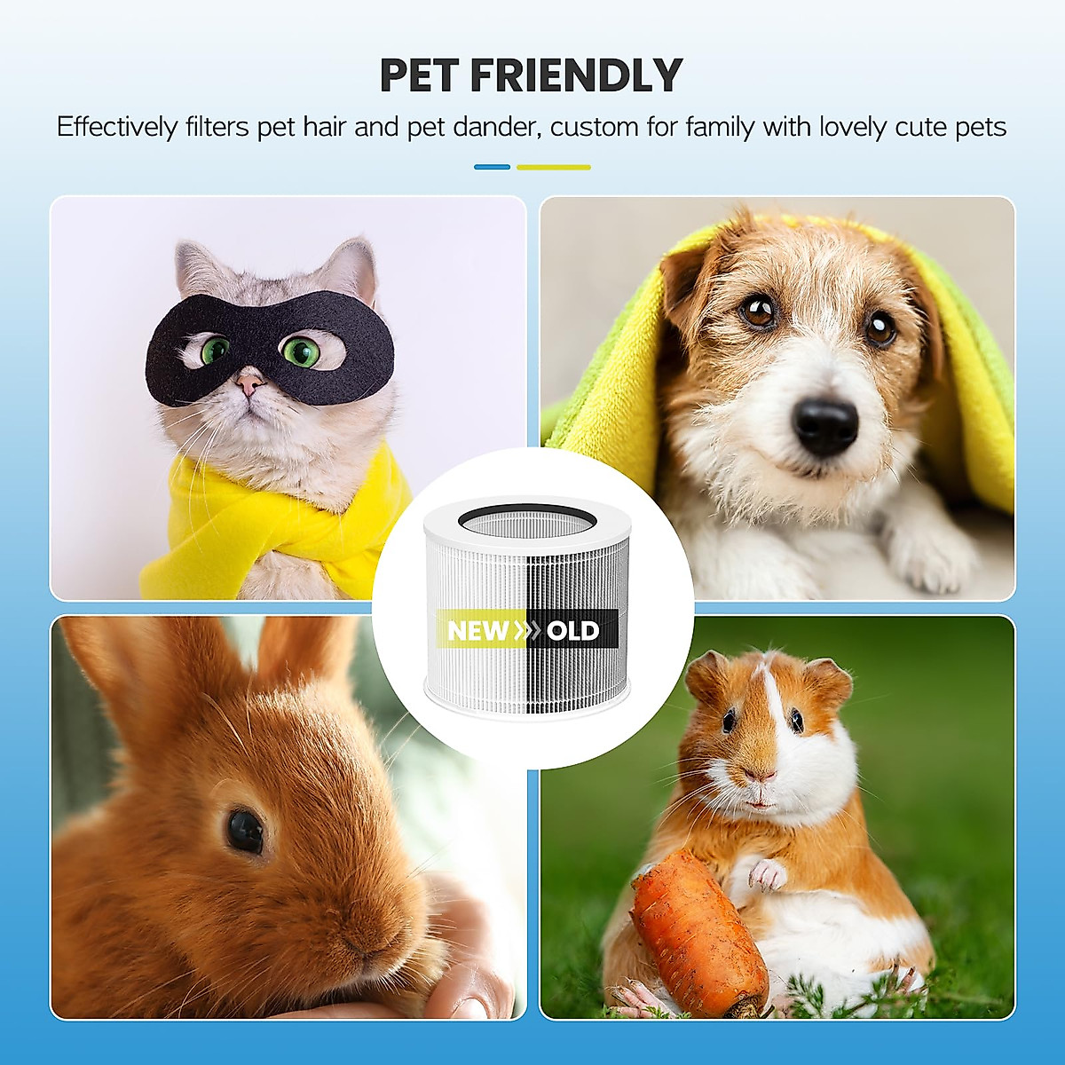 12020 Filter Replacement Compatible with Clorox Tabletop Air Purifier model # 11020 and Clorox Tabletop Smart Air Purifier model # 11021, 12020 H13 True HEPA Filter with 200 Sq. Ft. Capacity, 2 Pack