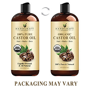 Handcraft Blends Organic Castor Oil - 16 Fl Oz - 100% Pure and Natural - Premium Grade Oil for Hair Growth, Eyelashes and Eyebrows - Carrier Oil - Hair and Body Oil - Expeller-Pressed and Hexane-Free
