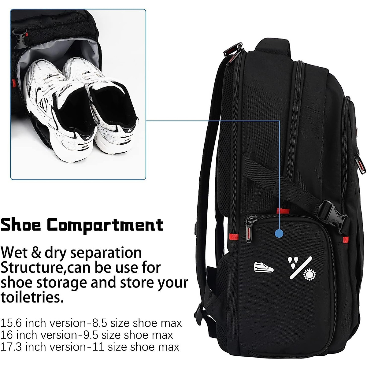 star cloud 18" Business Travel Laptop Backpack with USB Charging Port, Anti-Theft Dual Access Zippers, and Dedicated Shoe Compartment - Water-Resistant Sport Gym Backpack for College&Hiking&Camping