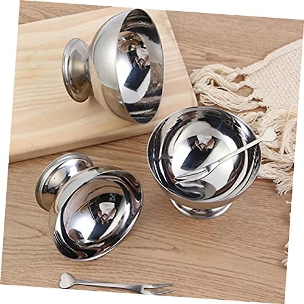 Abaodam 2 pcs Snack Bowl Reusable Tiramisu Footed Glass and Sauce DIY Cm Trifle Cup Ice Steel Wedding Appetizer Meal Bulk S/Parfait Pudding Foot Plate Prep Condiment Mixing Practical