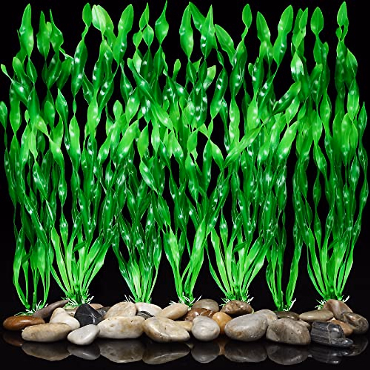 Giegxin 30 Pieces Artificial Seaweed Plants Aquarium Plants Plastic Seaweed Decor Plastic Fish Tank Plant Decorations Fake Seaweed Decoration for Household and Office Aquarium (Green)