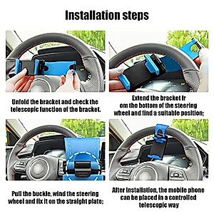 YOGEIER Car Steering Pad Phone Holder, Car Phone Holder, Compatible with iPhone 14, 13/12 Pro, Xs, Samsung and More Devices, Universal All Vehicles Steering Phone Dock (Black)