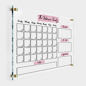 Acrylic Family Planner Wall Calendar - Personalized Calendar 2024, Dry Erase Calendar, Monthly and Weekly Calendar, Transparent Calendar