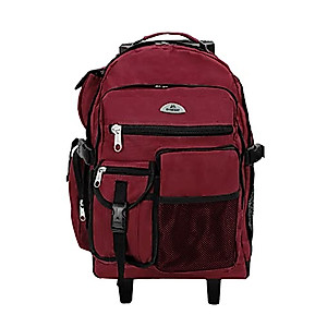 Everest Deluxe Wheeled Backpack, Burgundy, One Size,5045WH-BURG