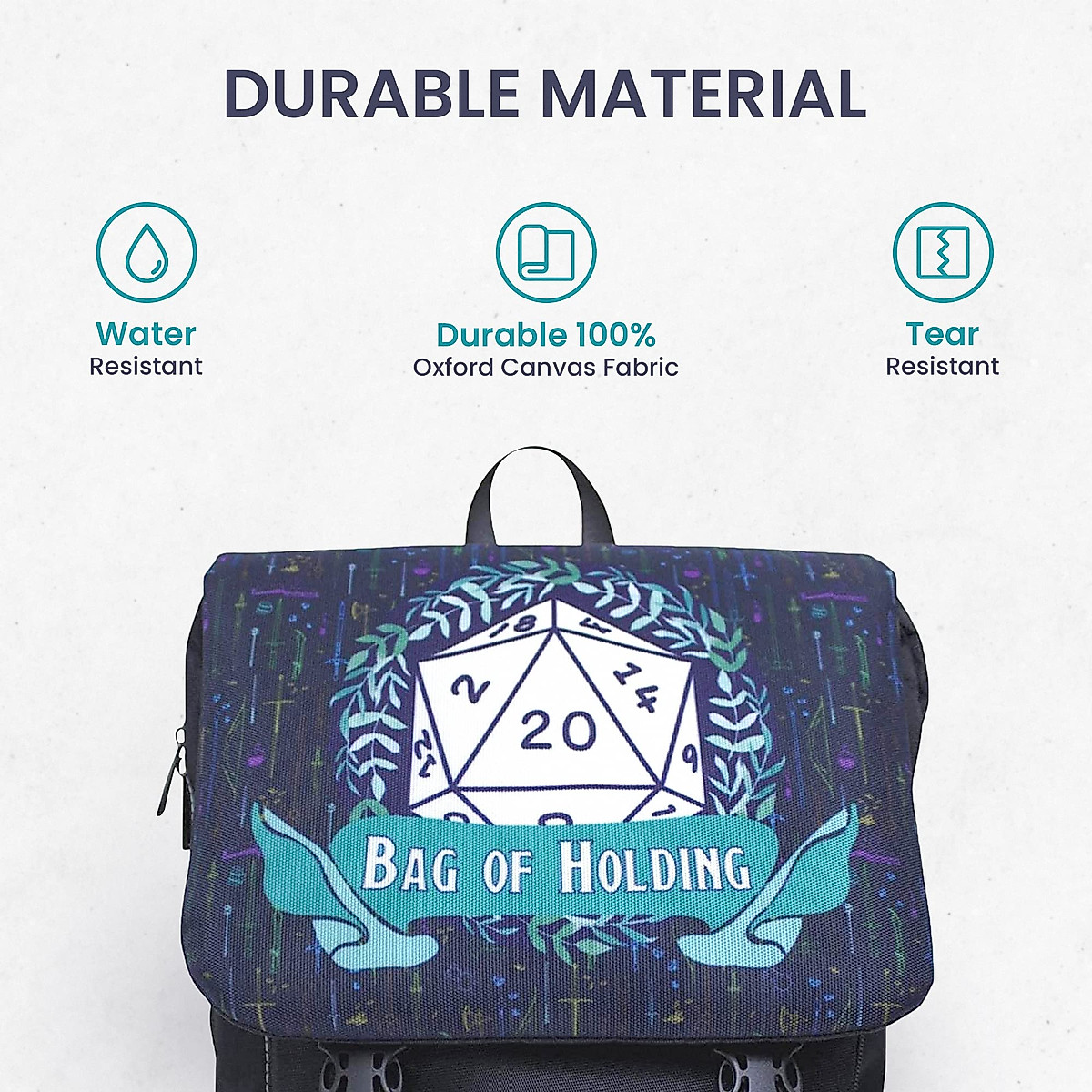 Adventurer's Forge Dnd Backpack Bag of Holding Tabletop RPG Casual Shoulders Backpack, Dungeons and Dragons (D&D) Accessory for DM & Player Gear, and Books