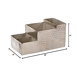 American Metalcraft HMBAR9 Hammered Stainless Steel Coffee Caddy, 4 Compartments, 8" x 4", Silver