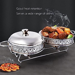 XENITE Food Heater - Buffet Server and Heater, Burner to Keep Food Warm, Hot Pot Buffet Set with Toughened Glass Lid, Clear Lid Server Hot Pot Buffet Set,(Size:2L,Color:Silver)