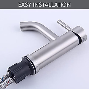 WOEN-FLOW Brushed Nickel Bathroom Faucet Sink Faucets Vanity Vessel Faucet & Deck Plate 1 or 3 Hole Washroom Taps Lavatory Faucet Stainless Steel cUPC Certified Single Hole Handle