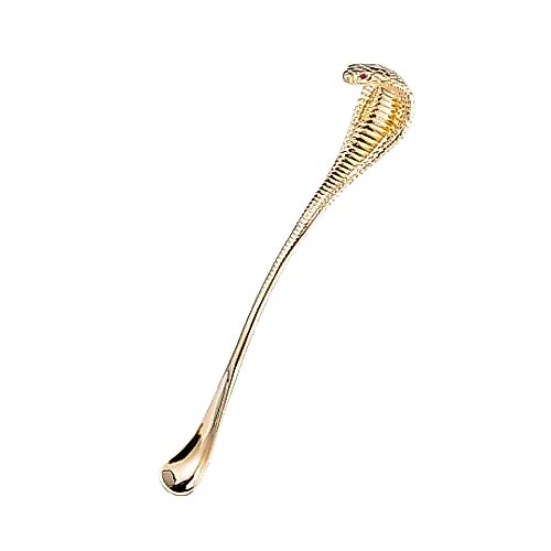 COPPERTIST.WU Coffee Spoons Cobra Mini Dessert Teaspoons for Bar Tableware Snake Soup Stirring Hanging Cup Scoop (Gold Vermeil)