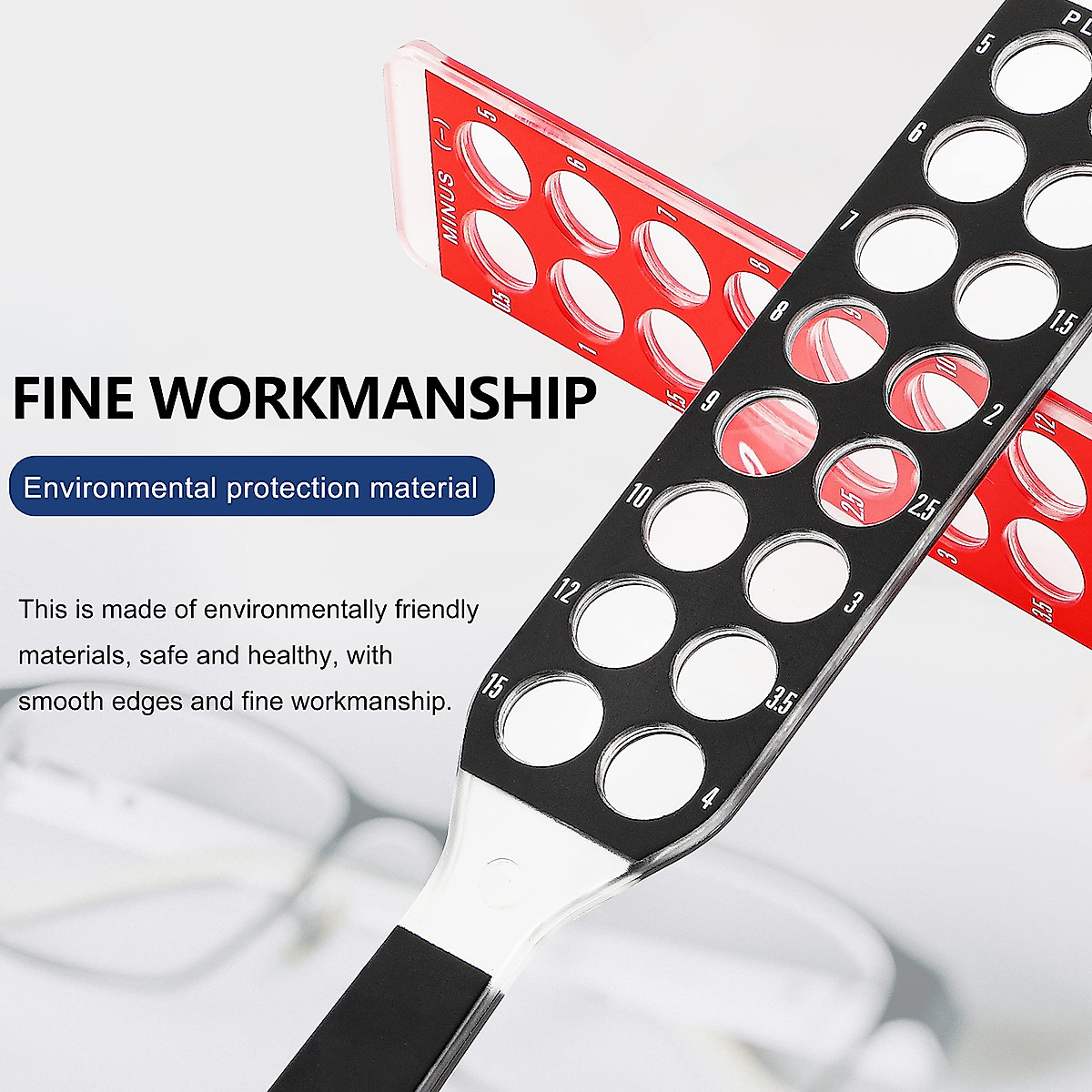 Hanchen Optical Retinoscopy Rack Lens Set 2 Sets for The Quick Examination of Diopter of Spectacles 2 Bars 32 Lenses with a Leather Pocket Sphere: +/- 0.5, 1, 1.5, 2, 2.5, 3, 3.5, 4-10, 12,15