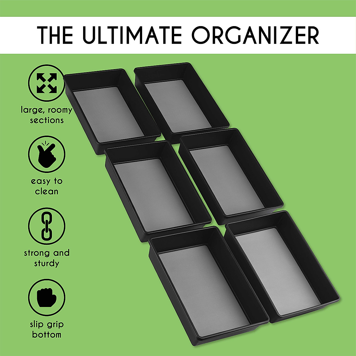 LIVORINI Drawer Organizers | Kitchen Drawer Organizer, Desk Drawer Organizer, Junk Drawer Organizer | Organization and Storage Tray [6 Pcs]