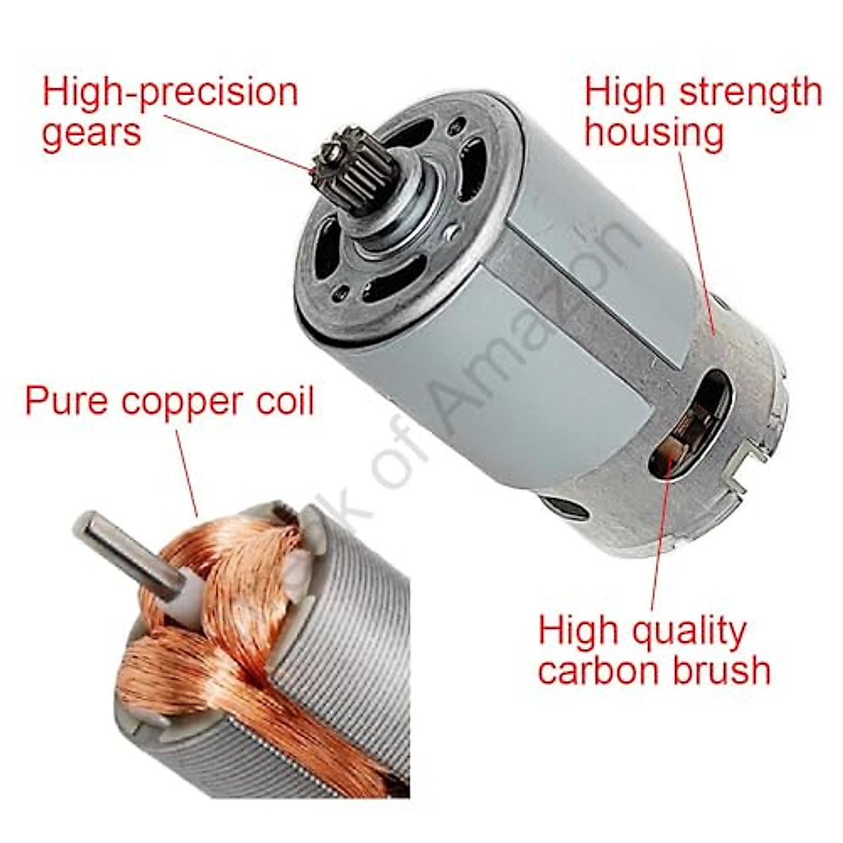 RS550 18V 15 Teeth (Φ10.4mm) Drill Motor Replacement, 9.6-25V 9-15 Teeth 25000 RPM Motor for Lithium Battery and Cordless Drill