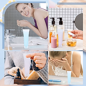 BENECREAT 30 Pack 0.5oz Clear Empty Tubes with Plastic Syringes Clear Squeezable Cosmetic Containers Refillable Plastic Tubes for Shampoo Facial Cleanser Makeup Sample