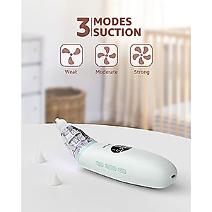 Baby Nasal Aspirator | Baby Nose Sucker | Baby Nose Cleaner, Automatic Booger Sucker for Baby, Rechargeable, with Pause & Music & Light Function（Green）
