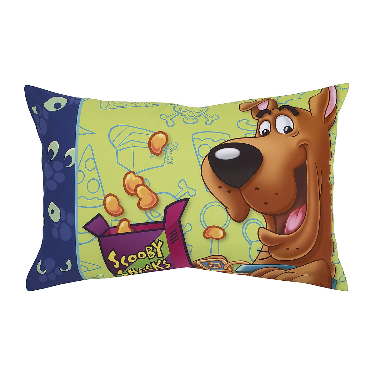Warner Brothers Scooby Doo - Scooby Dooby Doo Blue, Green, Brown & Orange 4Piece Toddler Bed Set - Comforter, Fitted Bottom Sheet, Flat Top Sheet, & Reversible Pillowcase, Blue, Green, Brown, Orange