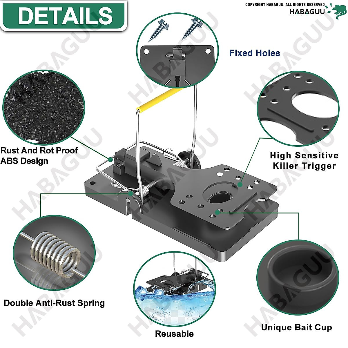 Large Rat Traps, Mouse Traps That Work,Snap Traps for Indoor Outdoor, Quick Effective Sanitary Safe, Snap Trap for Trapping Against Mouse, Chipmunk, Safety and Friendly for Pet (Black Large 6 Pack)