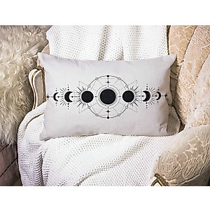 Moon phases Pillow Cover 12" x 20" Lumbar Pillow Covers Home Decorative Cotton Linen Cushion Case for Sofa Couch Housewarming Family Room Décor