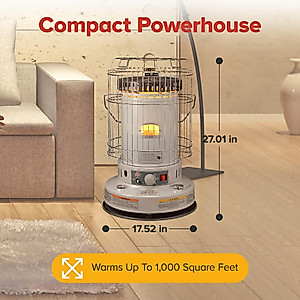 Kero World KW-24G Indoor Kerosene Heater, Large, Gray