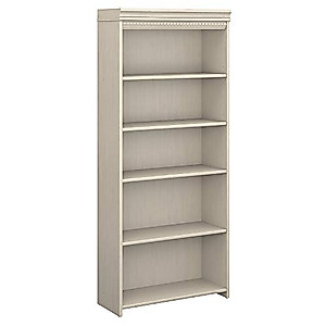 Bush Furniture Fairview 5 Shelf Bookcase in Antique White