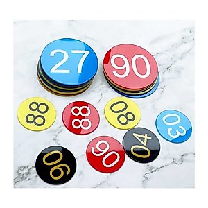 Number Sign, Table Number Sign, Closet Identification, Seat Identification Sign, Acrylic, Round, Waterproof and Sun-Proof (10x10cm,Yellow 01-100(100 pcs))