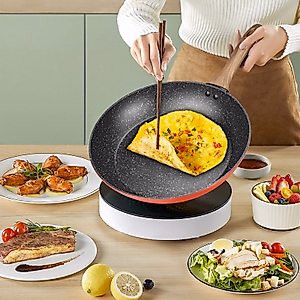 Vermonga 11" Nonstick Granite Coating Frying Pan, PFAS-Free, PFOA Free Healthy Omelette Pan, For Gas Stove and Electric Burner, Dishwasher Safe Nonstick Frying Pan Skillet for Daily Home Cooking