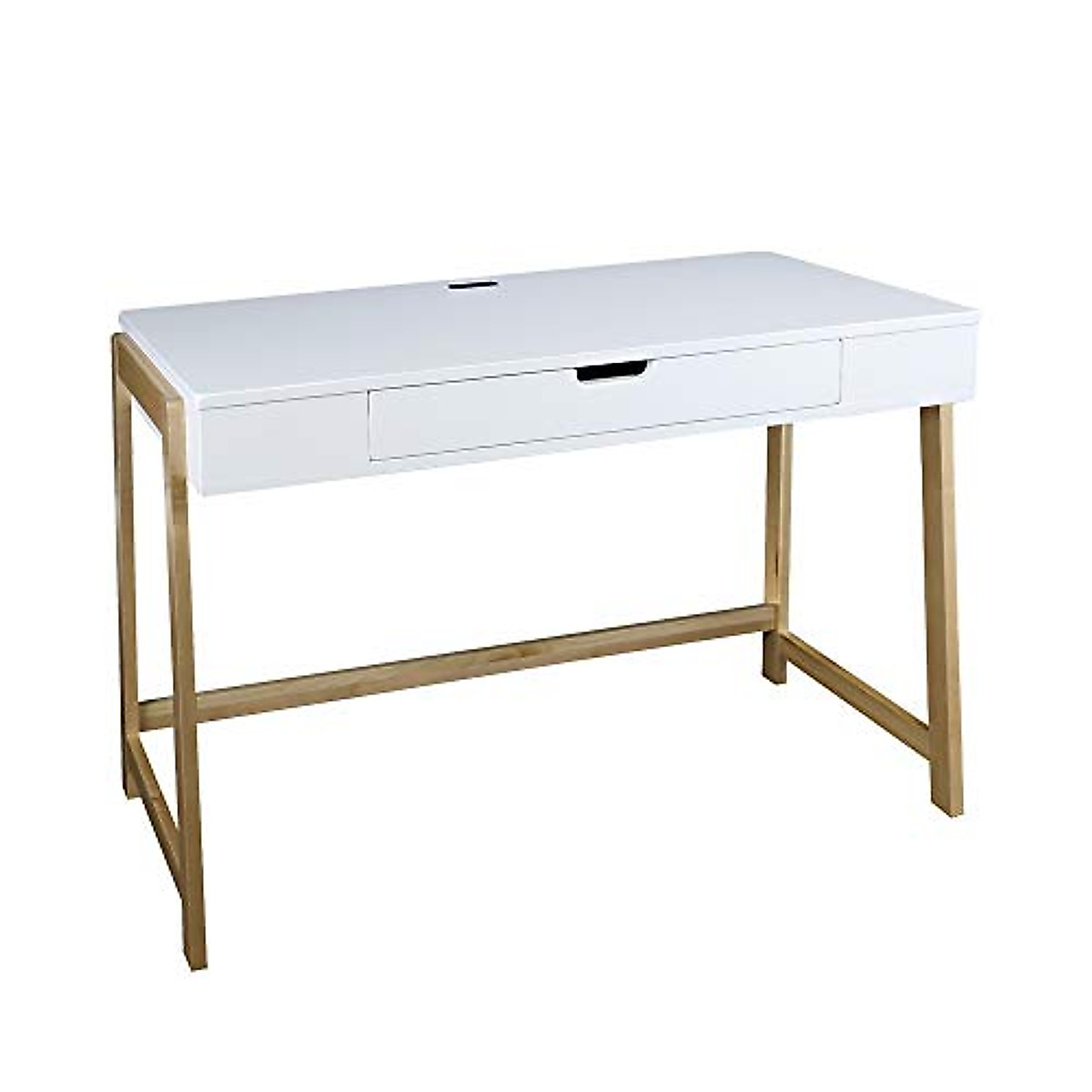 Casual Home Neorustic Smart Desk with USB Ports, Solid American Maple Legs