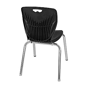 Romig Kee 48 in. Round Adjustable Classroom Table- Mahogany & 4 Andy 18 in. Stack Chairs- Black & Grey Base
