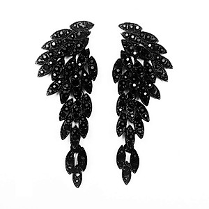 Art Deco 1920's Great Gatsby Angel Wings Eagle Wings Gothic Earrings Rhinestone Retro Statement Earrings Dangling Earrings Chandelier Long Drop Earrings for Women
