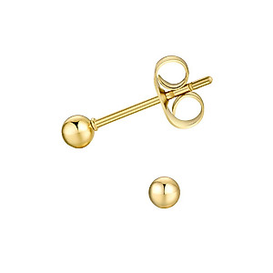 FOSIR 6 Pair Tiny Women 14K Gold Plated Ball Stud Earrings Surgical Stainless Steel Earrings Set (3mm, Gold)