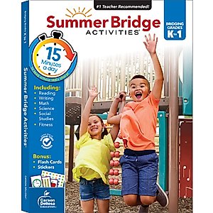 Summer Bridge Activities Kindergarten to 1st Grade Workbooks, Math, Reading Comprehension, Writing, Science, Fitness, Social Studies Summer Learning, 1st Grade Workbooks All Subjects With Flash Cards