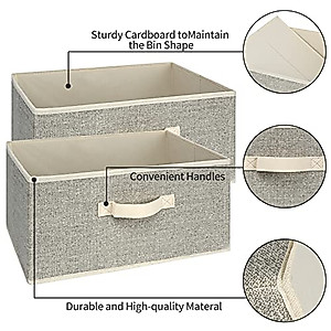 COSIFO 4pc Drawer Storage Bins, 23L Collapsible Fabric Clothes Toy Closet Organizers Boxes, Decorative Storage Baskets with Handle for Wardrobe Closet Bookshelf Nursery Office (Rectangular Beige)