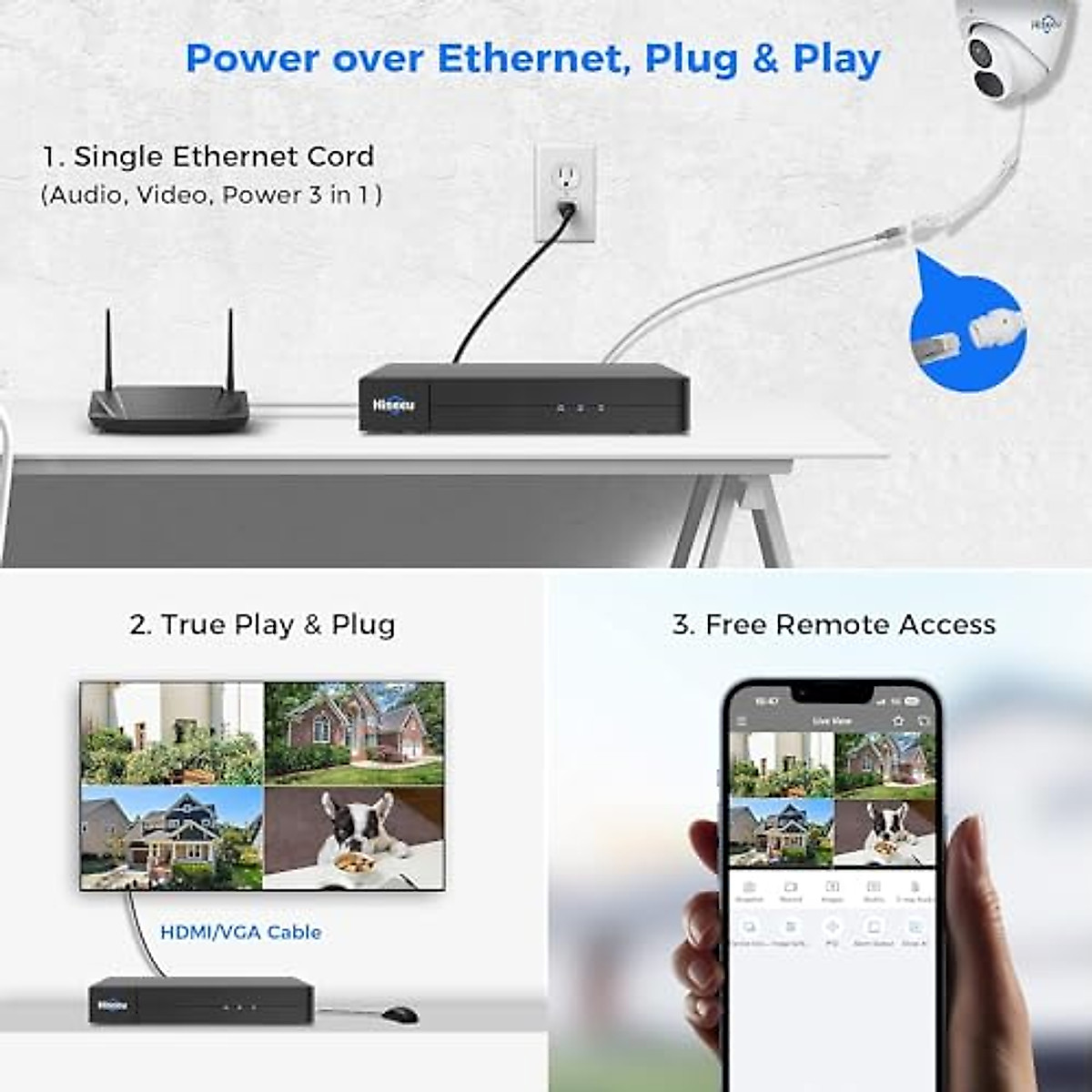 Hiseeu [ 121°Wide View Angle 4K PoE Security Camera,8MP IP Security Camera IP67 Waterproof,Dome Security Camera Outdoor,H.265+ 100ft Night Vision, Work w/PoE NVR Home Surveillance System