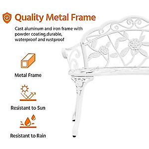 Topeakmart Garden Bench Outdoor Bench for Patio, Cast Aluminium Park Bench for Garden, Backyard, Lawn, Porch, Path