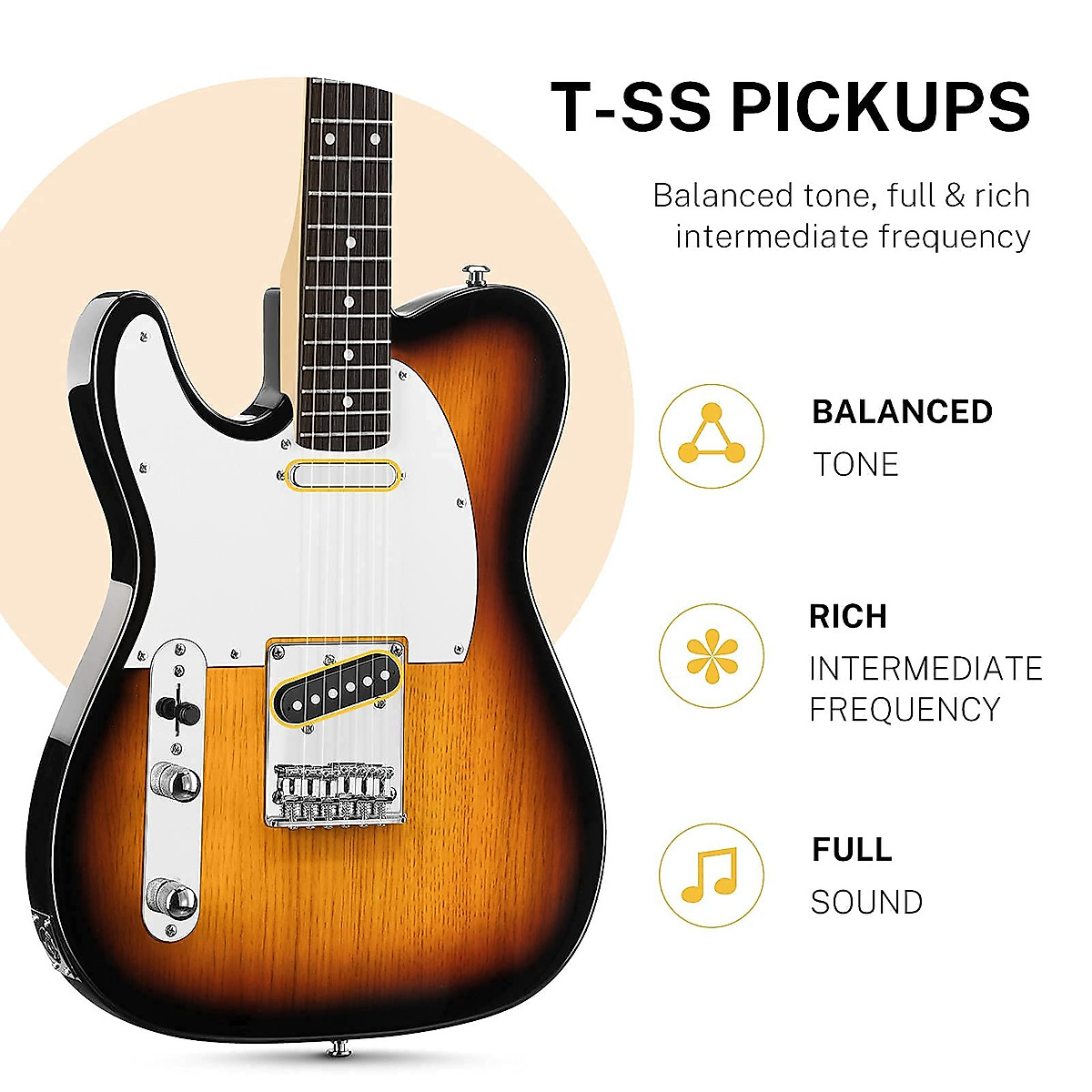 Donner Electric Guitar Cable 10 ft & 39 Inch Left Handed Electric Guitar with Bag, Strap, Cable,DTC-100SL