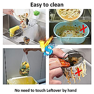 HLWDFLZ Kitchen Sink Strainer Basket - Stainless Steel Expandable Sponge Holder for Kitchen Sink Food Strainer and Sink Accessories Storage Rack