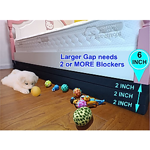 2 Pack Toy Blocker for Under Couch, Under Bed Blocker for Pets, Stop Toys from Going Under Sofa or Furniture, Adjustable Elastic Gap Bumper Stopper Guards for Bed Underneath (12Ft by 2 inch, 2pcs)
