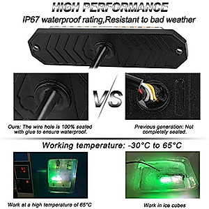 ASPL 8pcs Sync Feature Ultra Slim 12-LED Surface Mount Flashing Strobe Lights for Truck Car Vehicle LED Mini Grille Light Head Emergency Beacon Hazard Warning lights (Green/White)