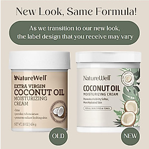 NATURE WELL Extra Virgin Coconut Oil Moisturizing Cream for Face, Body, & Hands, Anti Aging, Firming, Restores Skin's Moisture Barrier, Provides Intense Hydration For Dry & Dull Skin (16 Oz)