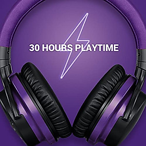 MOVSSOU E7 Active Noise Cancelling Headphones Bluetooth Headphones Wireless Headphones Over Ear with Microphone Deep Bass, Comfortable Protein Earpads, 30 Hours Playtime for Travel/Work, Medium Purple