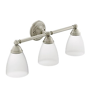Moen YB2263BN Brantford 3-Light Dual-Mount Bath Bathroom Vanity Fixture with Frosted Glass, Brushed Nickel