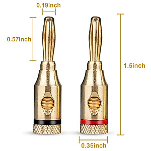 SUNJOYCO 12 Pairs 24K Gold Plated Speaker Banana Plugs for Speaker Wire, Home Theater, Wall Plates