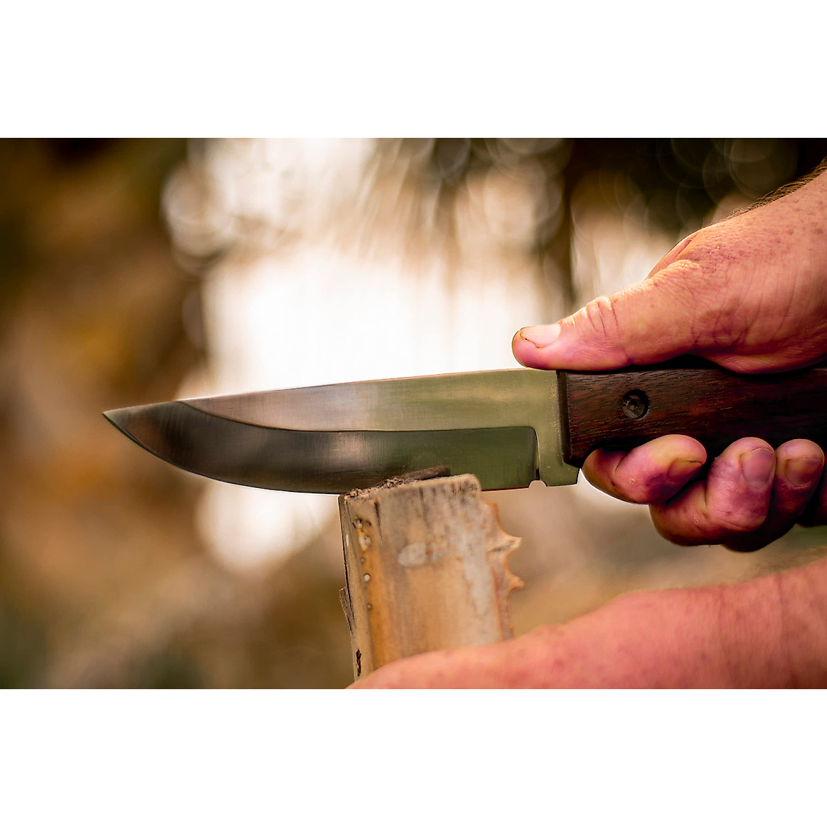 EJOY OUTDOORS Bushcraft knife With Leather Sheath | Fixed Blade Knife | Hunting Knife | Carbon Steel Knife for Men | Outdoor Knife With Wood Handle | 10 Inches Full Tang Survival Knife - Camping Knives | HUNT-08