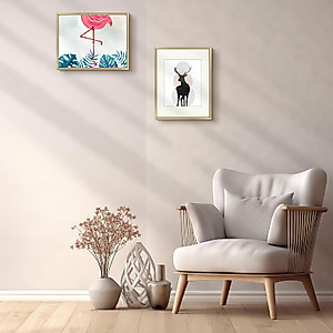 Space Art Deco, 11x14 Metal Aluminum Picture Frame Set of 3, Display Pictures 8x10 with Mat or 11 x 14 Without Mat, Wall Mounting Gallery Photo Frames, Gold