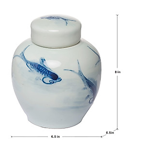 A&B Home Koi Lids, Small, Set of Two Jar, Set of 2, Blue