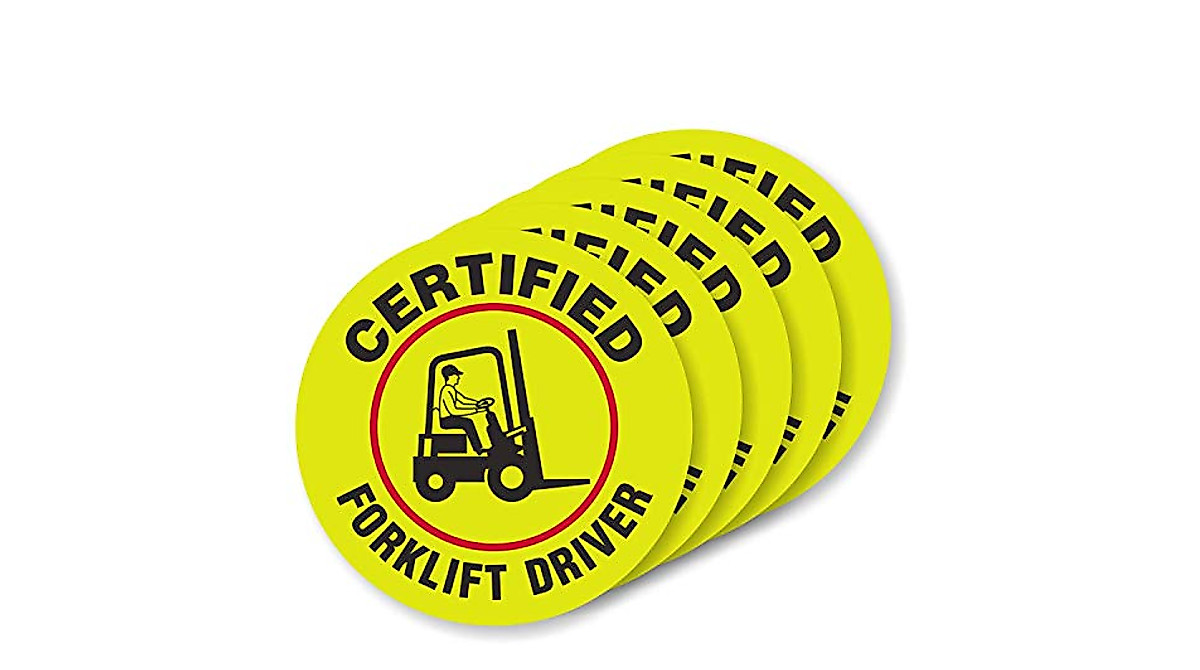 Certified Forklift Driver Hard Hat Labels - Pack of 5