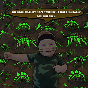 Dinosaur Gifts Toys for Kids Boys Glow in The Dark Dinosaur Blanket Cute Soft Cozy Luminous Throw Blanket Decor Present for Teen Xmas Easter Halloween